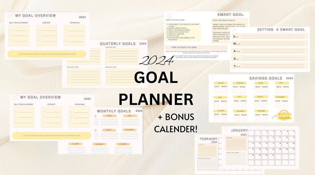Goal Planner BUNDLE, 2024 Goals Tracker, SMART Goal Setting Kit ...