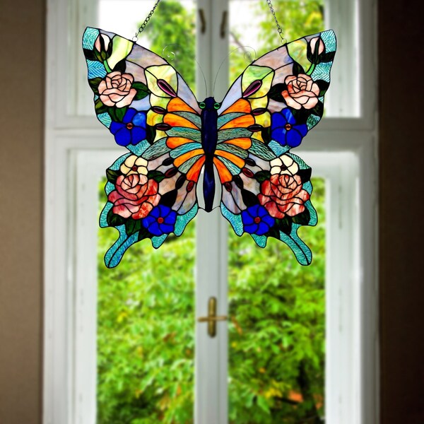 Butterfly and Flower Stained Glass - Etsy