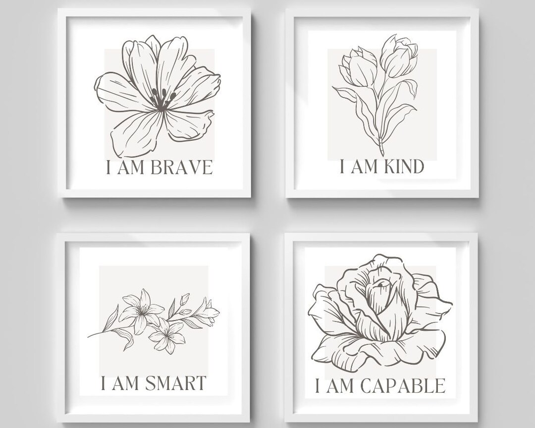 Positive Affirmations Wall Art Prints Set of 26, Neutral Modern Wall ...