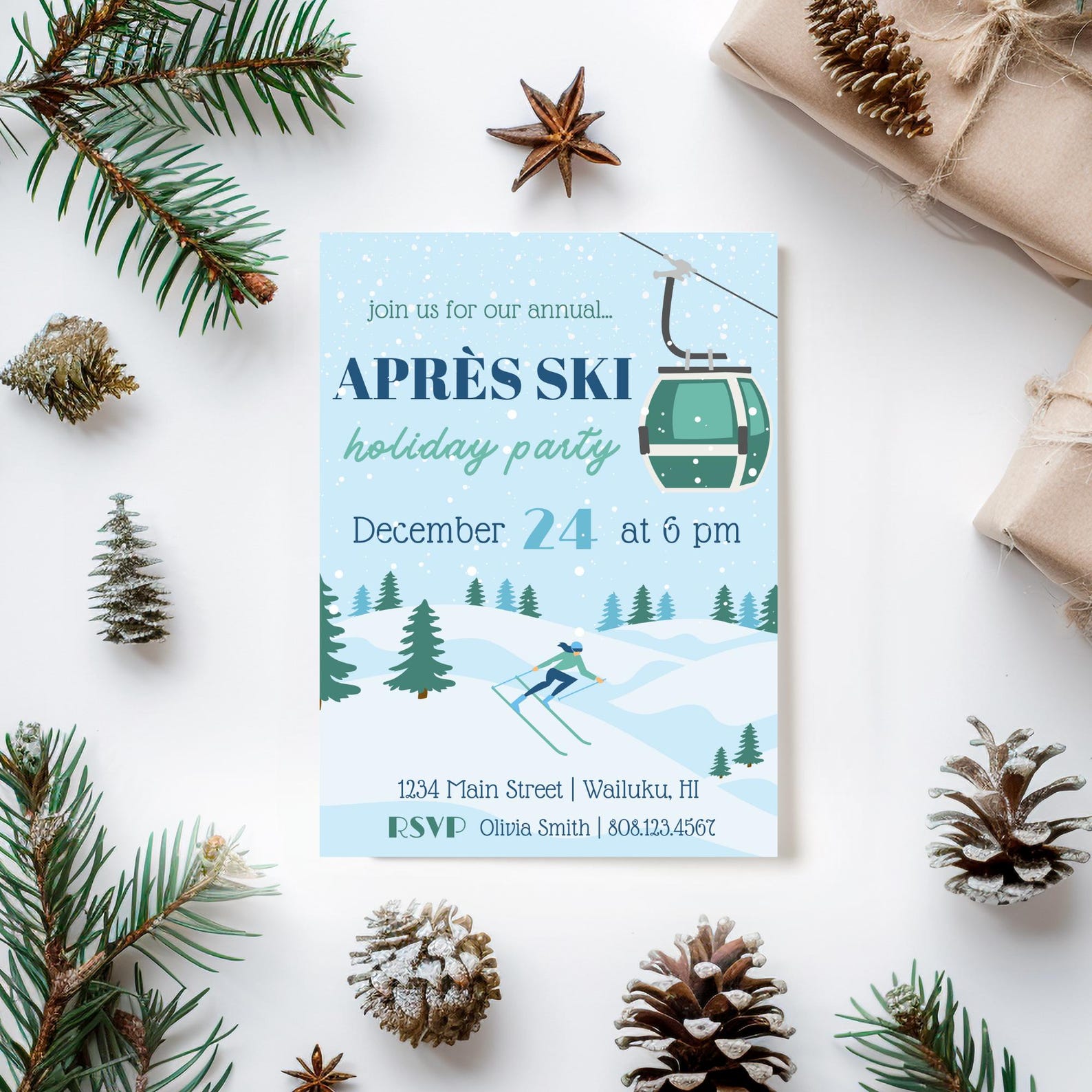 Après Ski Holiday Party Invitation | on the Slopes | Winter | Christmas ...