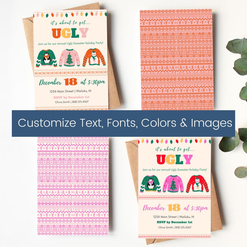 Ugly Sweater Holiday Party Invitation | Adult Holiday Party Invite ...