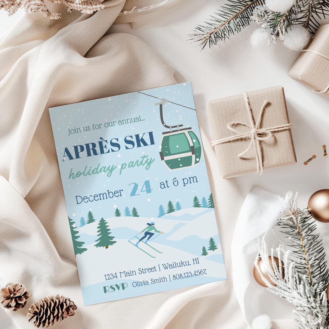 Après Ski Holiday Party Invitation | on the Slopes | Winter | Christmas ...