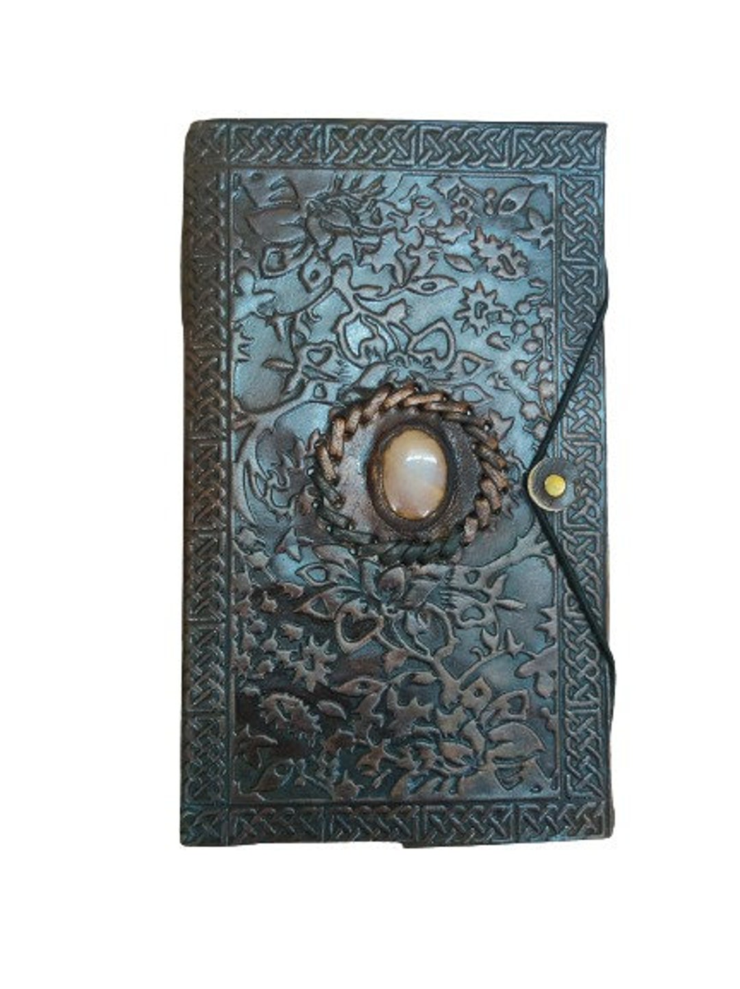 Handmade Leather Diary: Embossed Stone Journal, Vintage Paper - Etsy