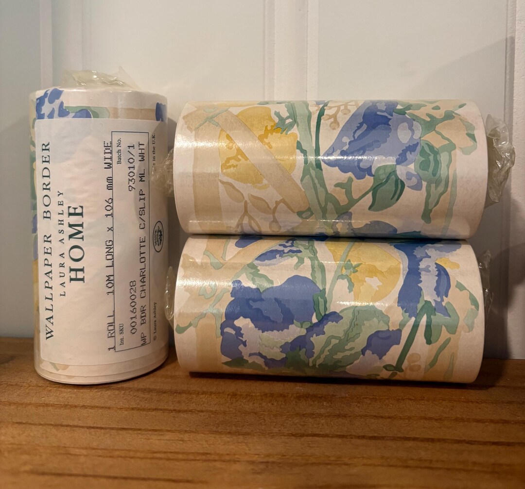 Vintage Laura Ashley Wallpaper Border Set – Charlotte Cowslip Floral ...