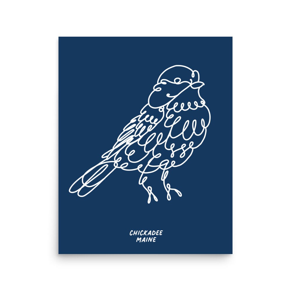 Maine State Bird Chickadee Line Drawing Art - Etsy