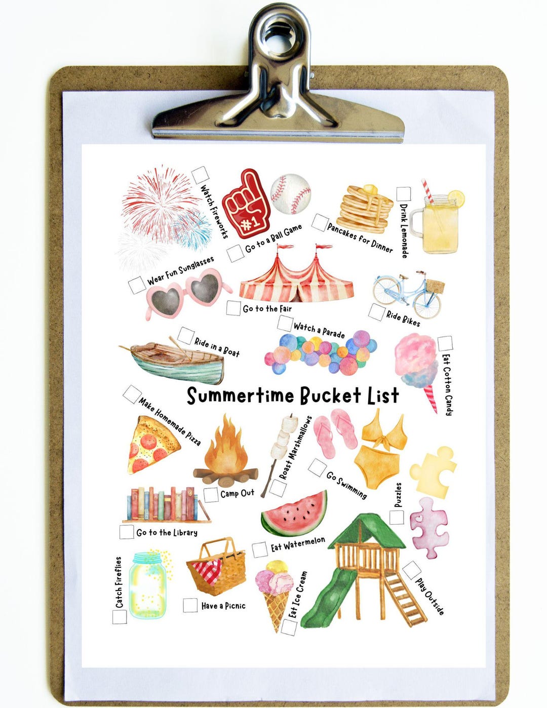 Summertime Bucket List Printable, Summer Activities for Kids, Summer ...