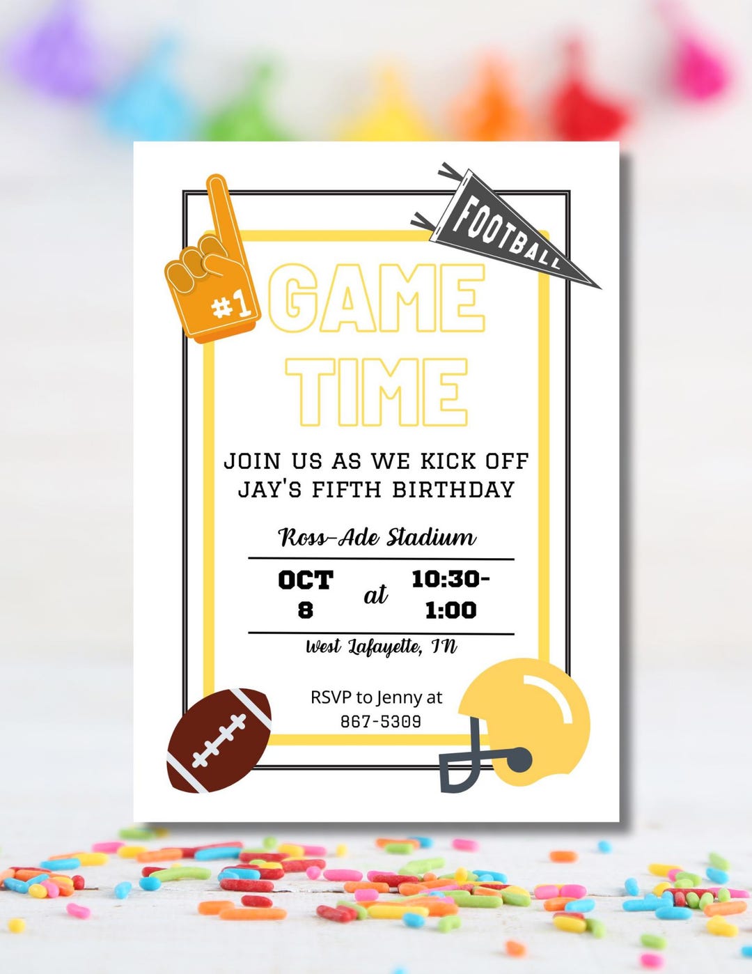 Football Birthday Invite, Game Time, Party Invite, Template, Kids ...