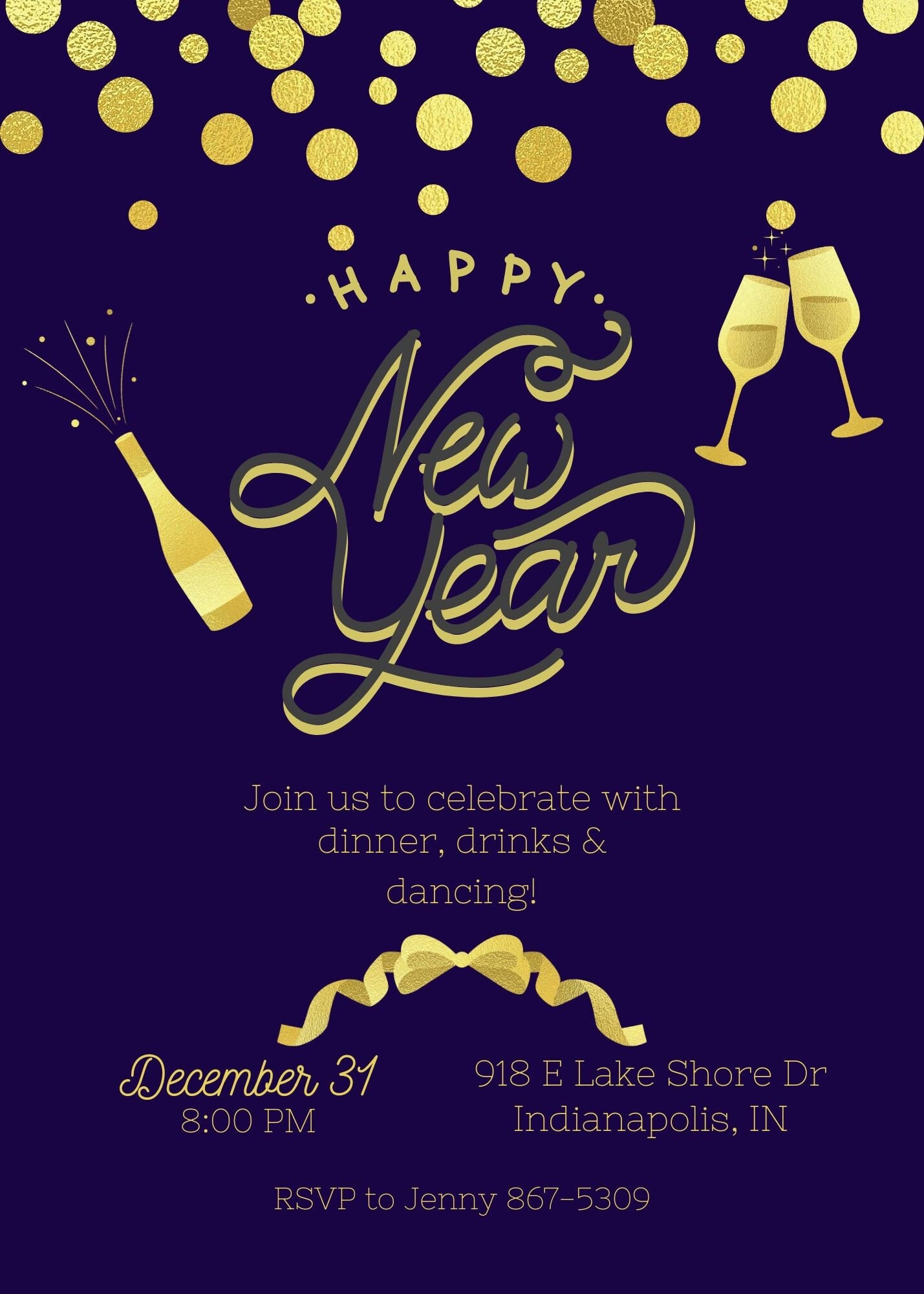 Editable New Year's Eve Party Invitation, NYE, Template, Digital ...