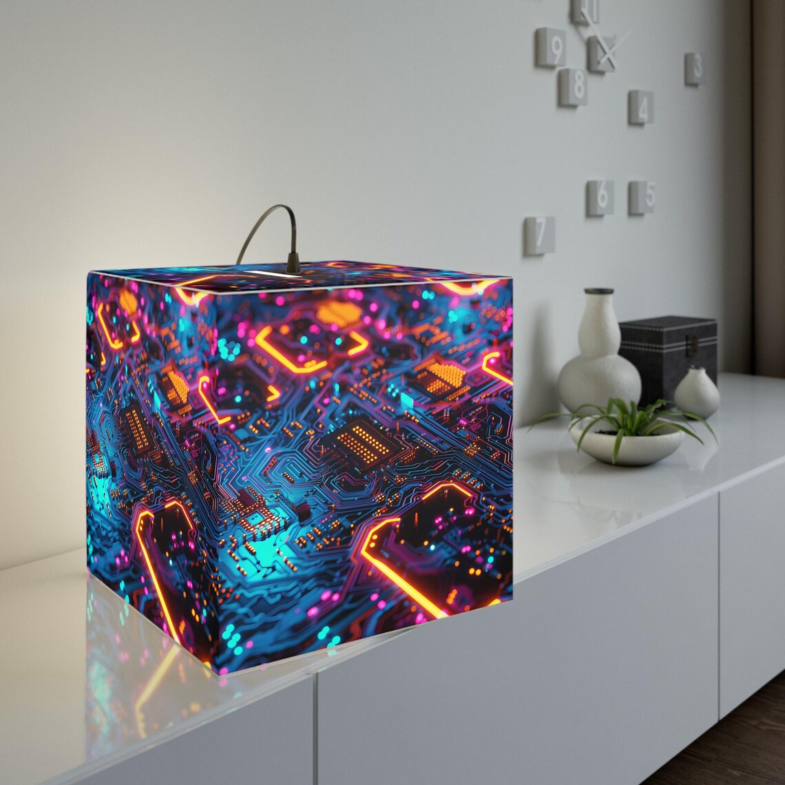 Retro 80s Circuit Board Pattern Colorful Light Cube Lamp - Etsy