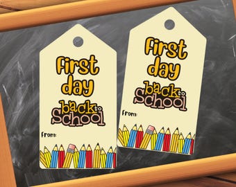 First Day Vibes Gift Tags, First Day of School Gift, Kids Smiley Gift ...