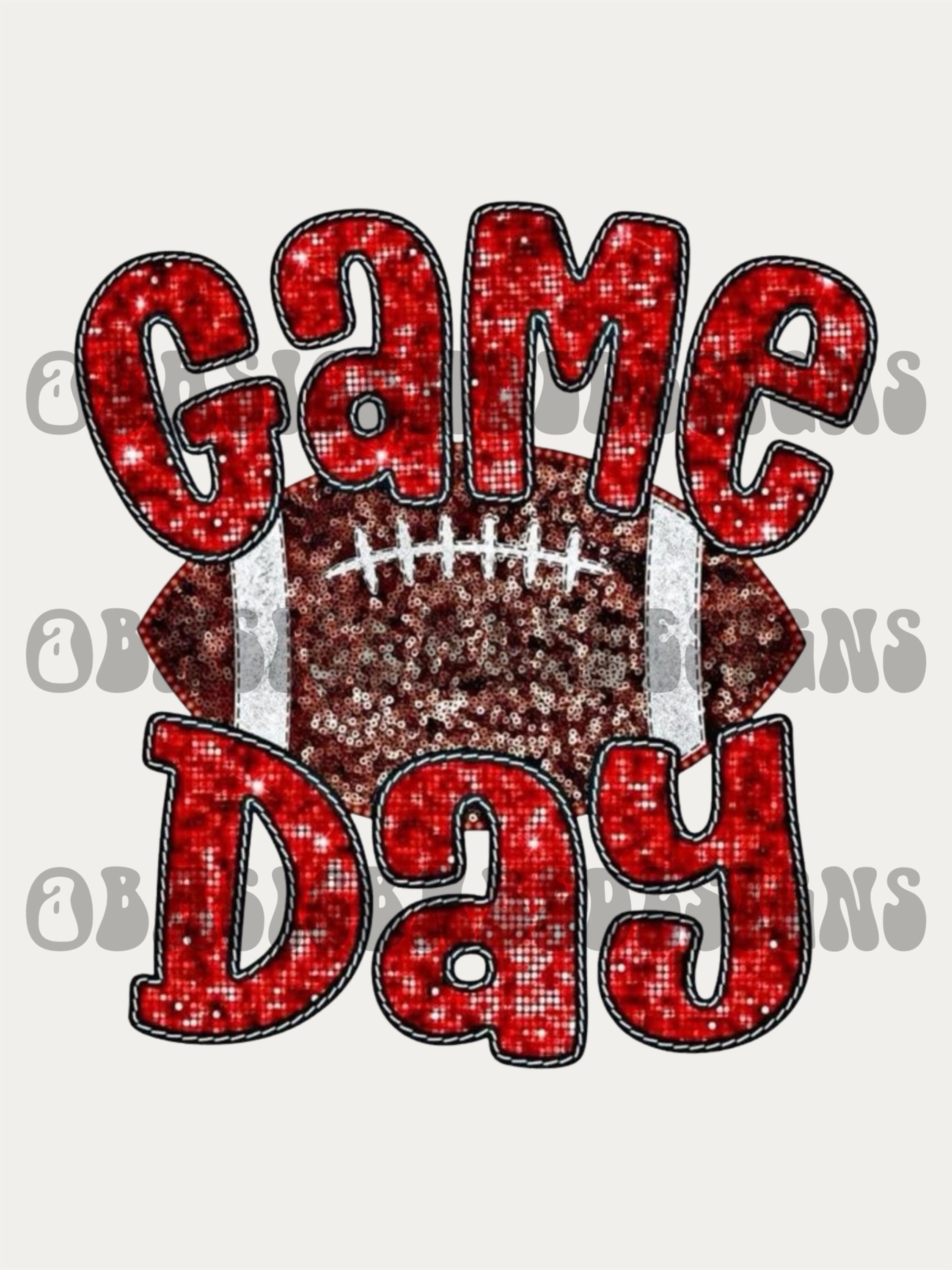 Faux Sequin Red Game Day Football Png - Digital File, Sublimation Print ...