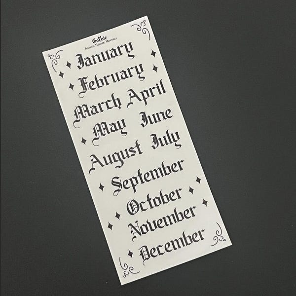Gothic Months Stickers - Etsy