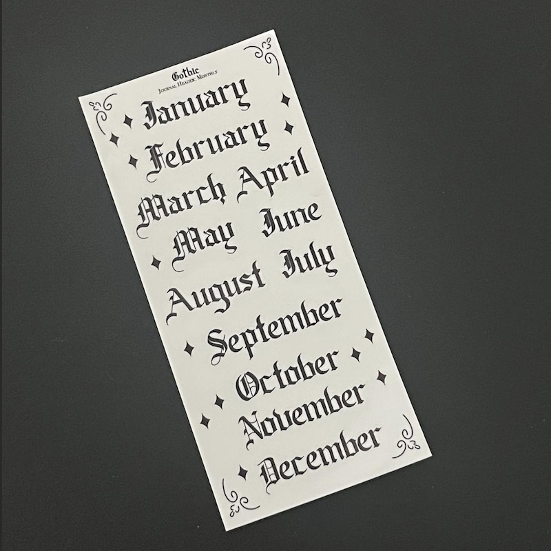 Gothic Months Stickers - Etsy