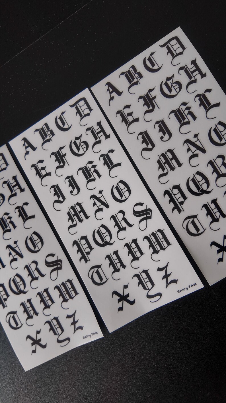 Blackletter | Old English Alphabet Stickers - Etsy