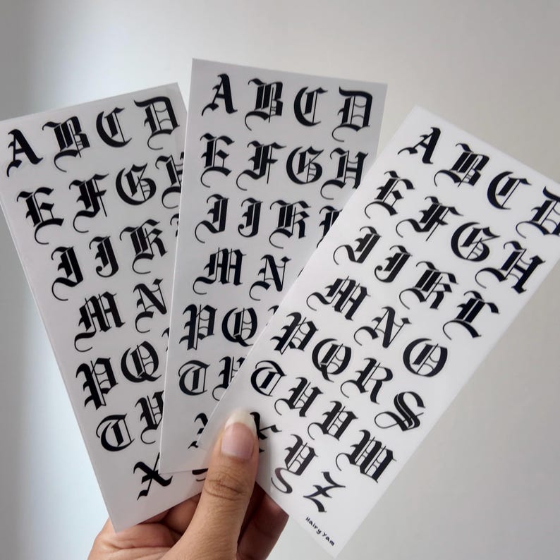 Blackletter | Old English Alphabet Stickers - Etsy