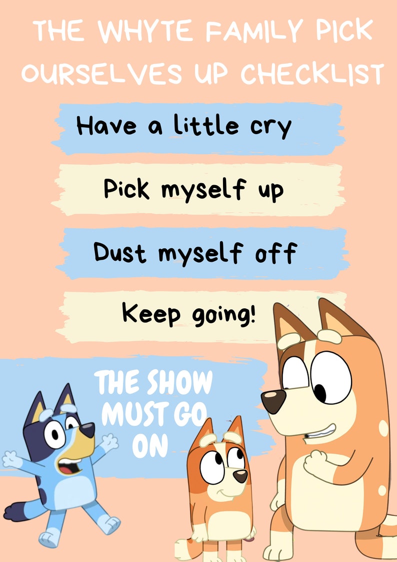 Bluey Checklist Promoting Emotional Intelligence Digital Etsy Uk