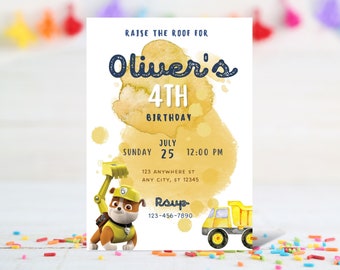 Paw Patrol Rubble Birthday Invitation Digital - Etsy Norway