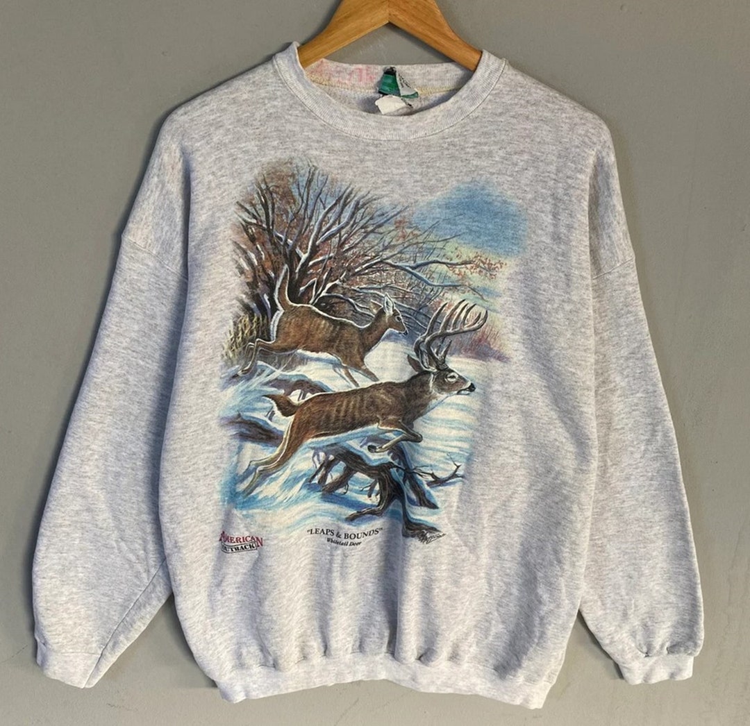 Vintage 90s Whitetail Deer Sweatshirt, Deer Stag Wilderness Shirt, Deer ...