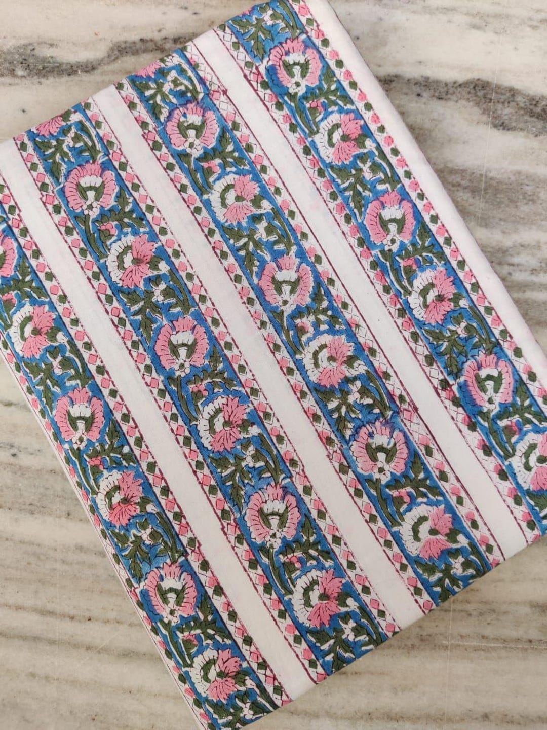 Multi Color Block Print Fabric, Floral 100% Cotton Quilting Fabric by ...