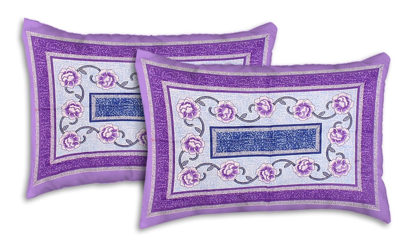 Purple Color Printed Cotton Bedsheet 90x100 INCH Handmade Designer ...