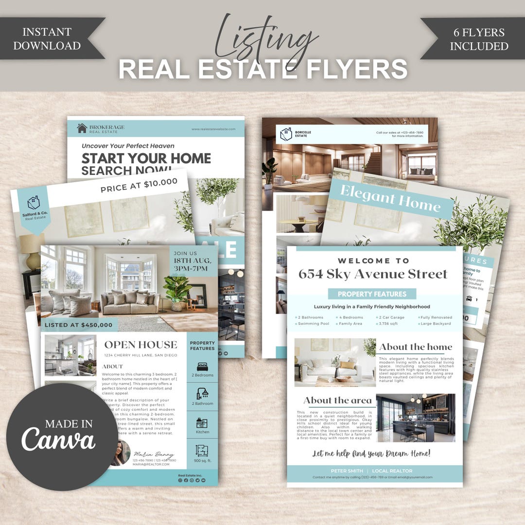 Real Estate Flyer Bundle, Editable Listing Flyers , Real Estate ...