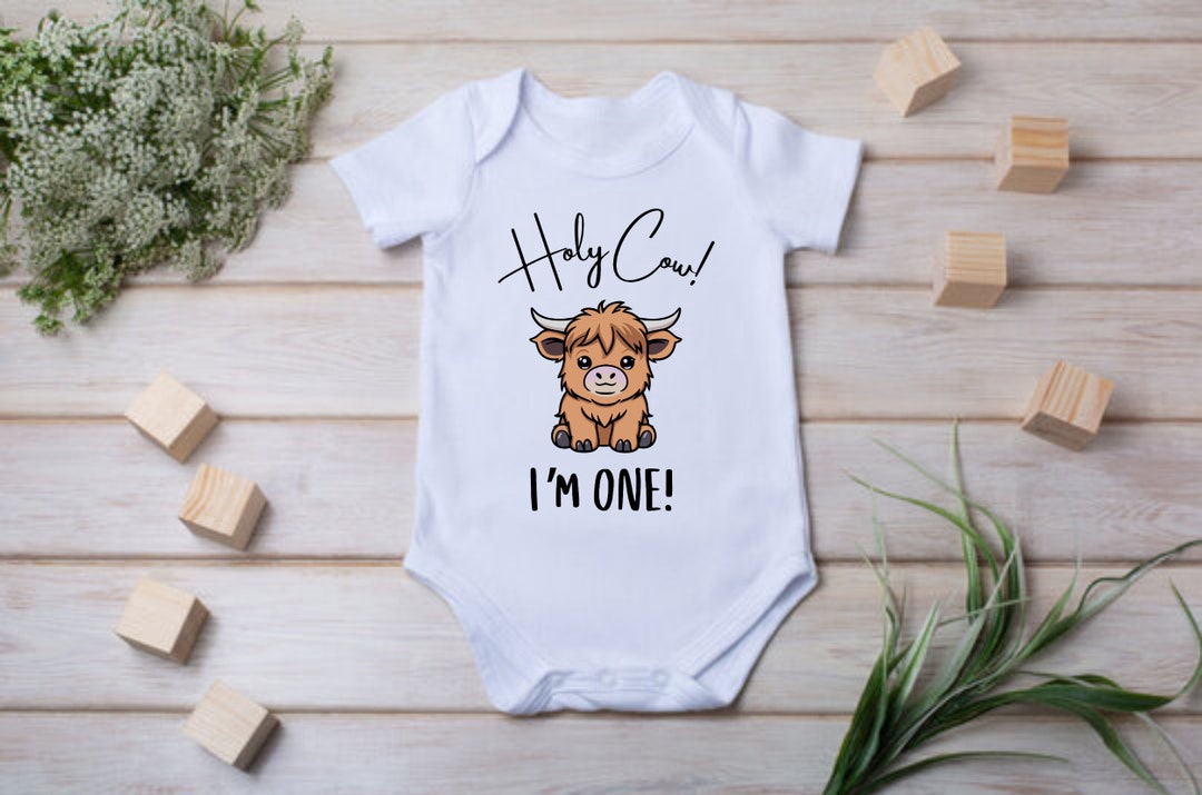 Holy Cow I'm One, Highland Cow, Turning 1, First Birthday, PNG - Etsy
