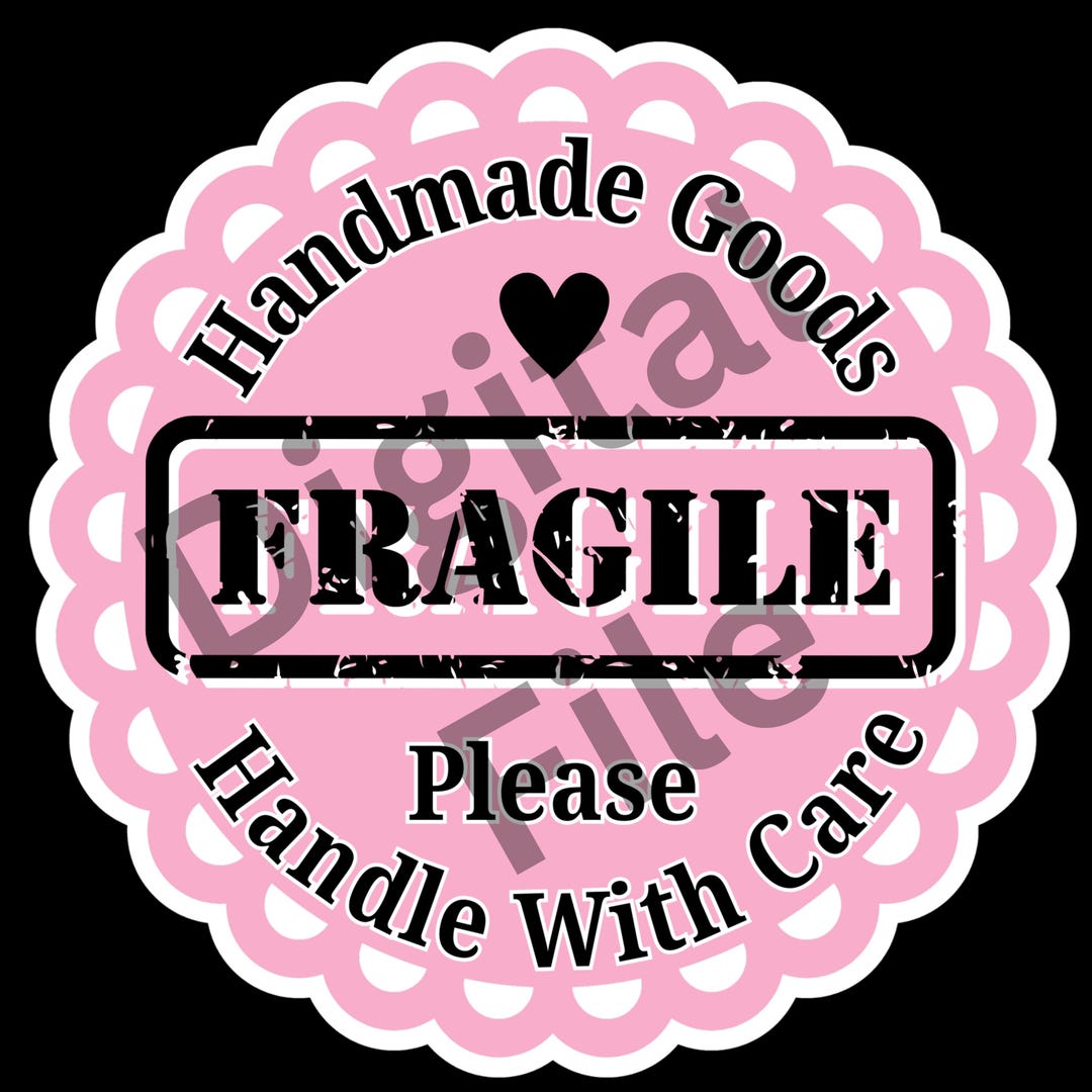 Fragile Sticker, PNG, Postage Label, Pink Fragile, Digital Fragile - Etsy