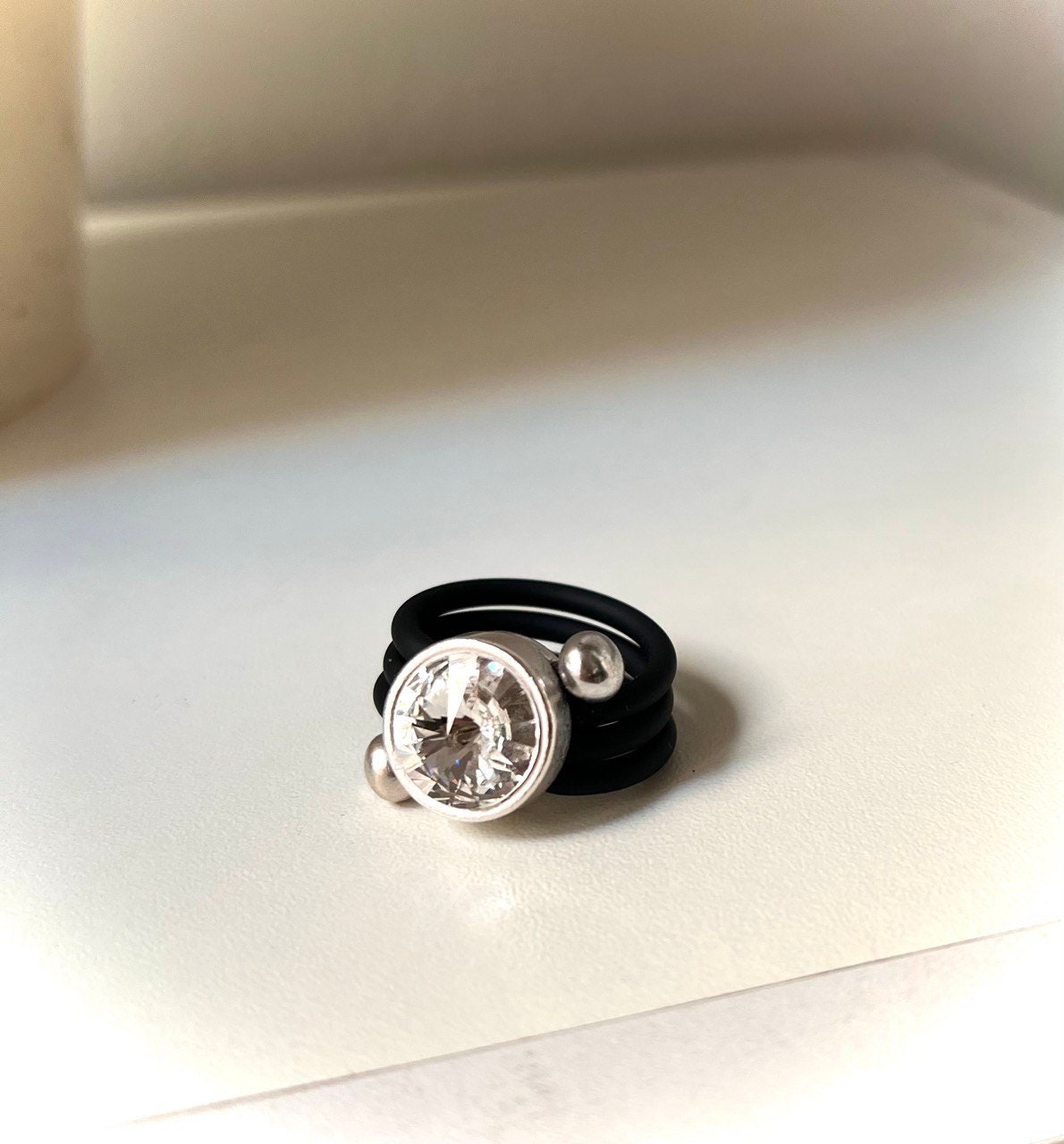 WOMEN SILICONE RING With Swarovski Crystal Unique Gift Ring for Women ...