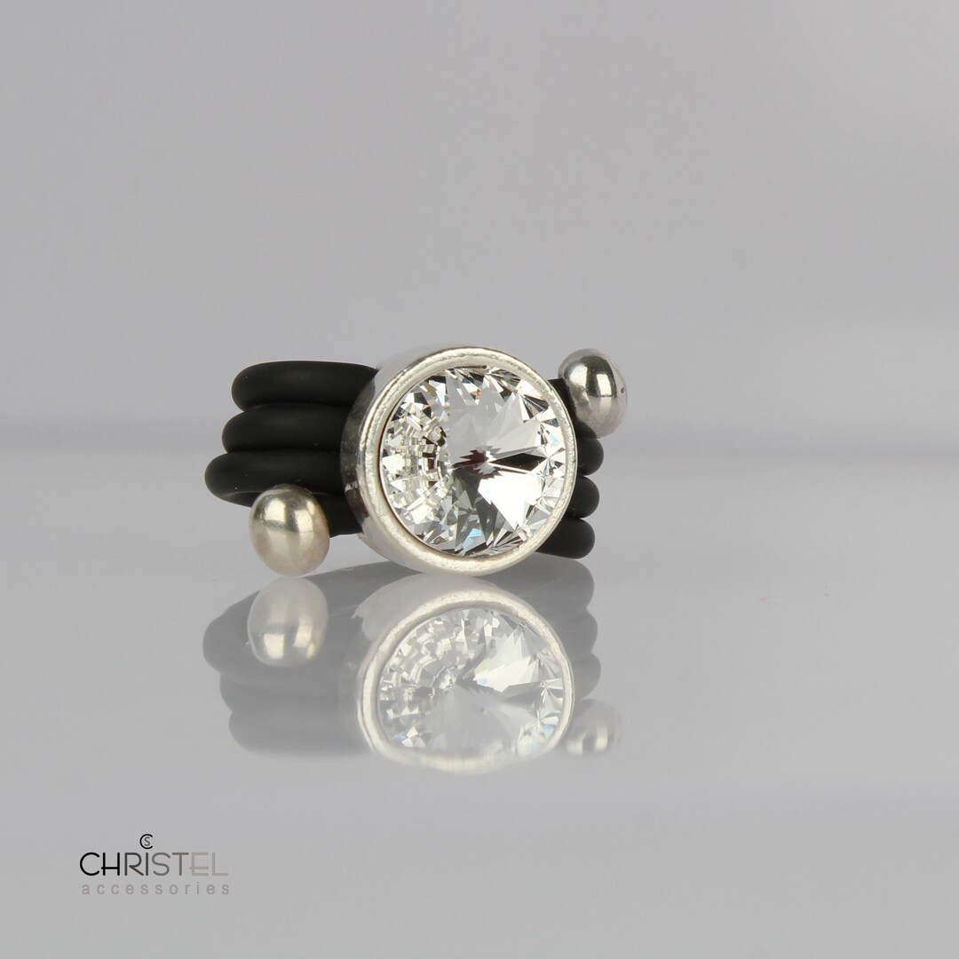 WOMEN SILICONE RING With Swarovski Crystal Unique Gift Ring for Women ...