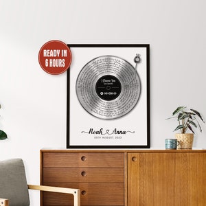 Custom Song Lyrics Vinyl Record Art Prints Personalized Wedding Song ...