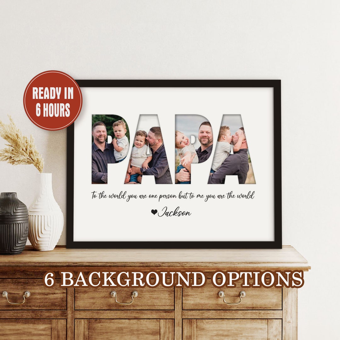 Personalized Papa Photo Collage Canvas, Papa Collage Gifts, Father's ...