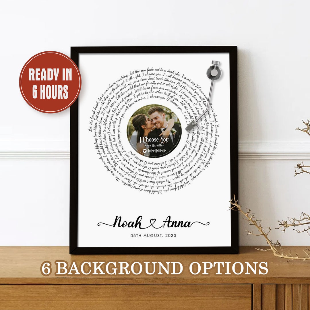 Custom Vinyl Record Song Lyrics Print With Photo Gift for Wedding 1st ...