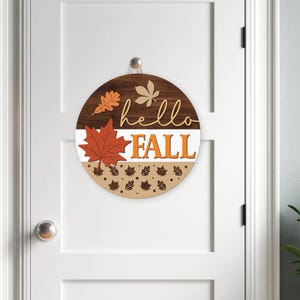 Fall Door Sign, Hello Fall Door Sign, Fall Leaves Sign, Maple Leaves ...