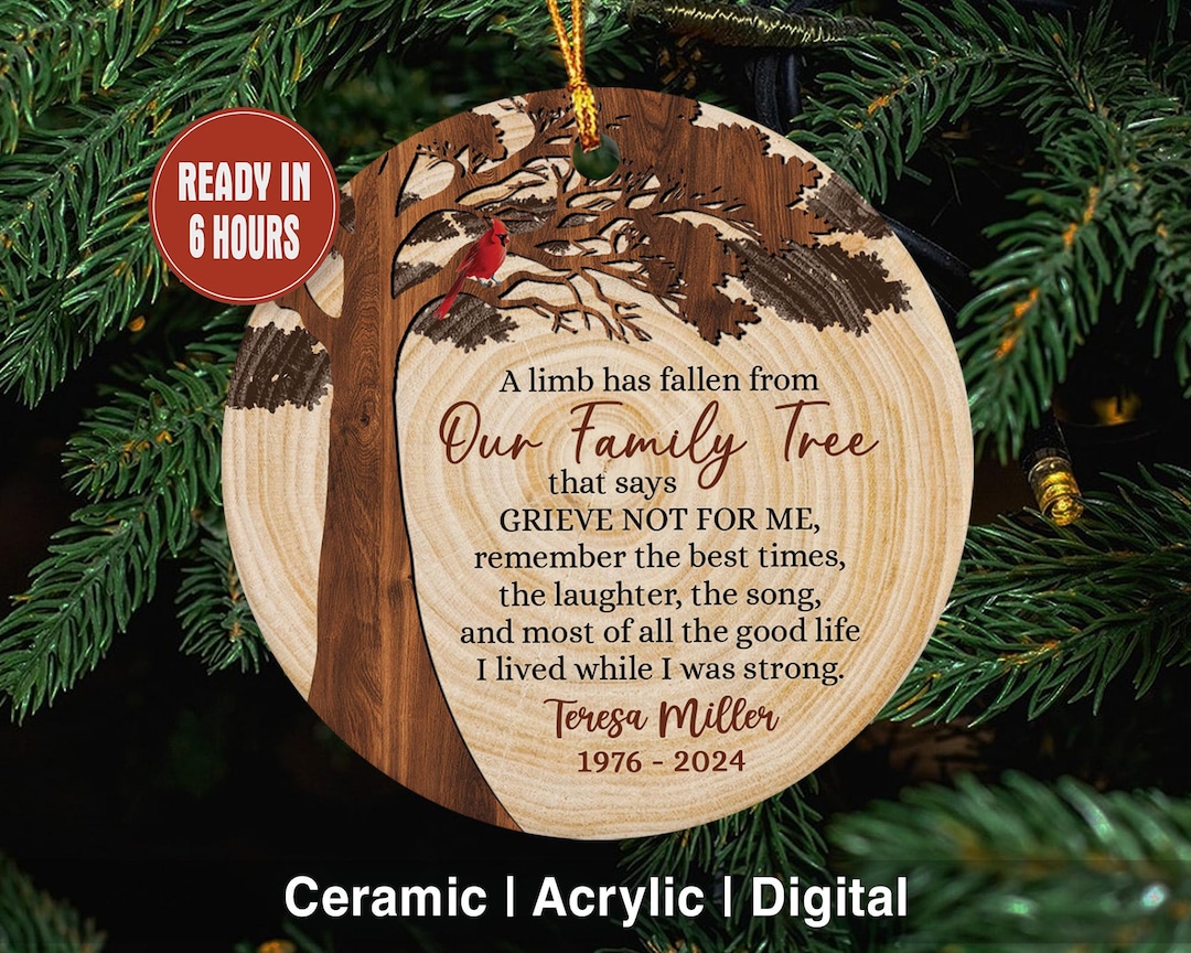 A Limb Has Fallen Family Tree Ornaments, Memorial Cardinal Ornament ...