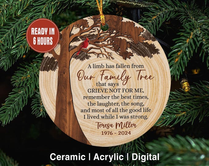 Family Tree Memorial Ornament, A Limb Has Fallen From Our Family Tree ...