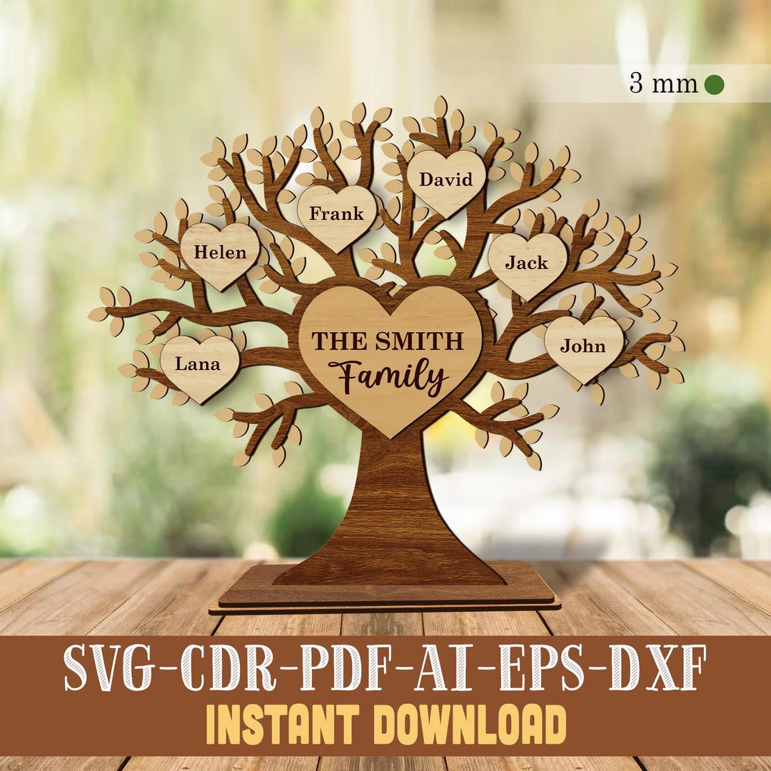 Family Tree of Life Stand Svg Cut Files, Family Member SVG Instant ...