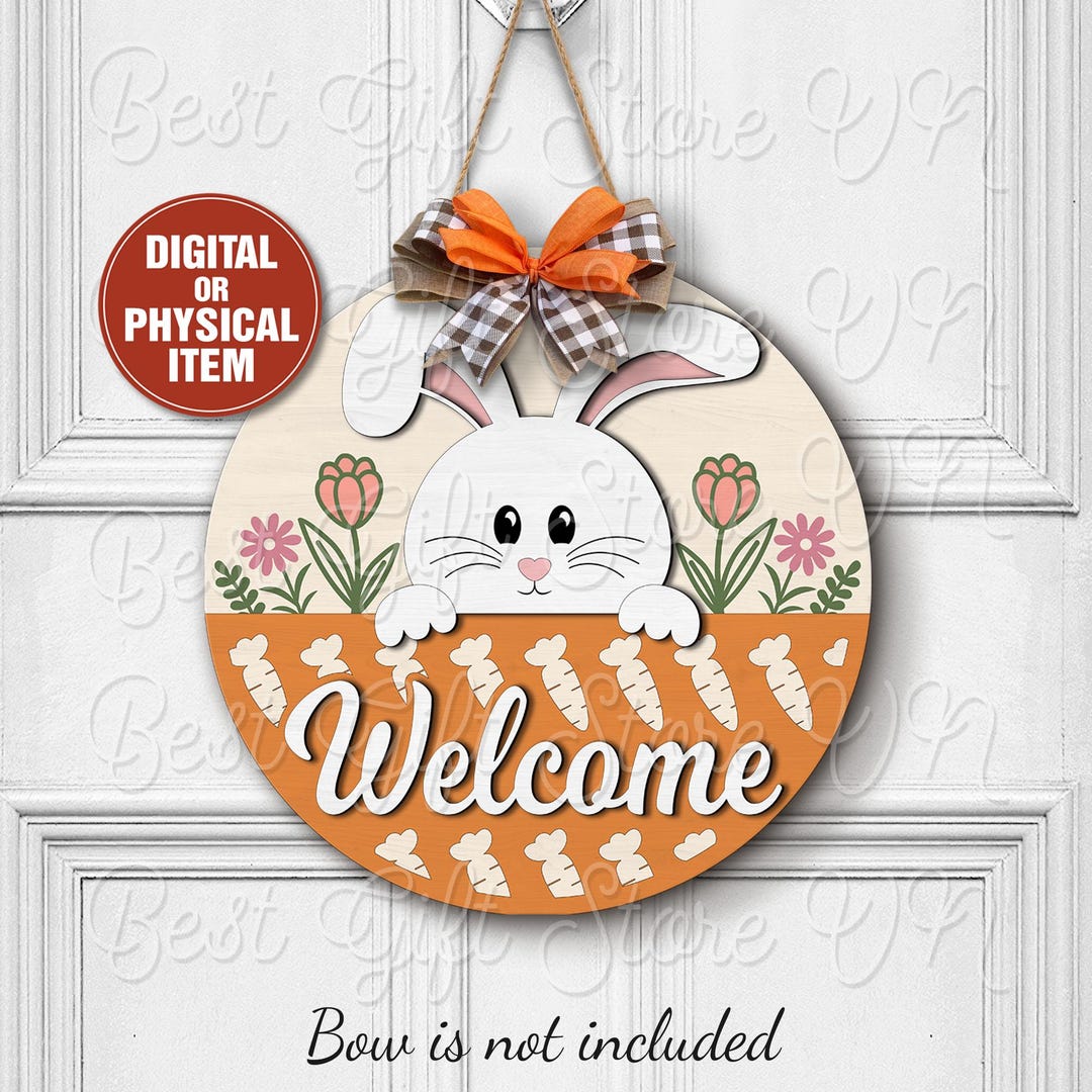 Easter Bunny Welcome Sign, Easter Door Hanger, Easter Bunny Door Sign ...
