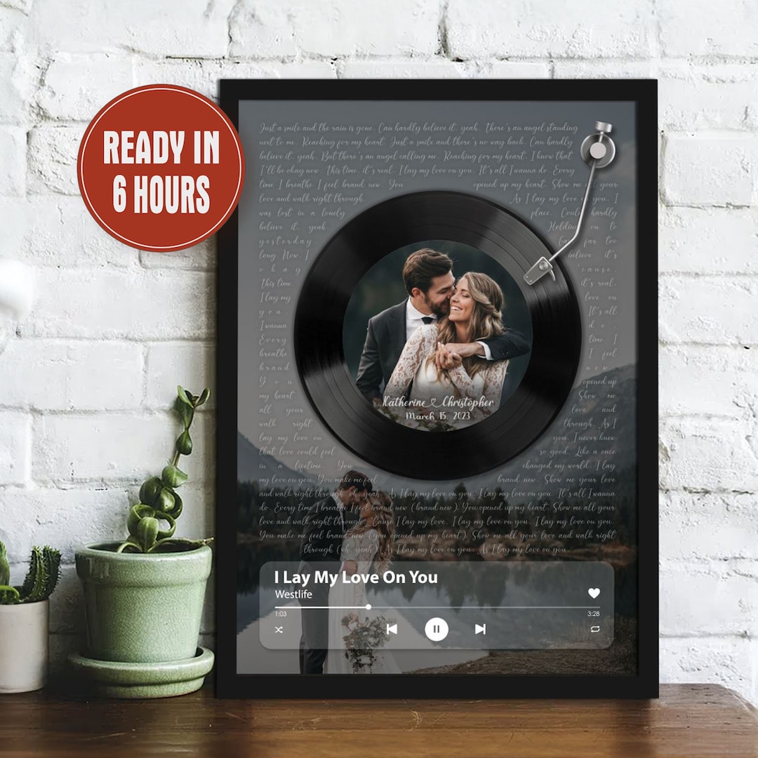 Personalized Wedding Gift Custom Song Lyrics With Photo Custom Vinyl ...