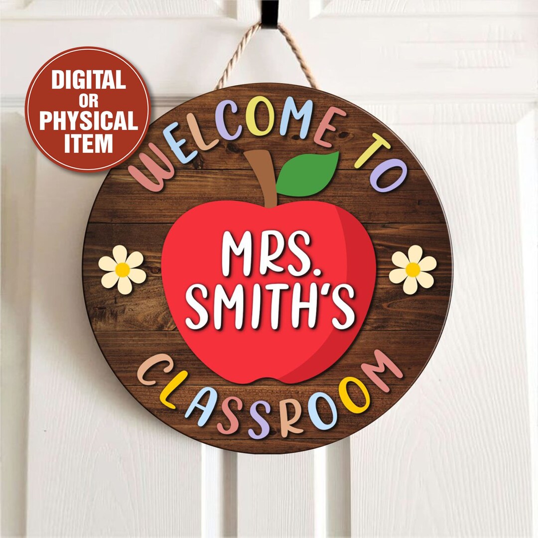 Personalized Welcome to Classroom Teacher Door Sign Classroom Door Sign ...