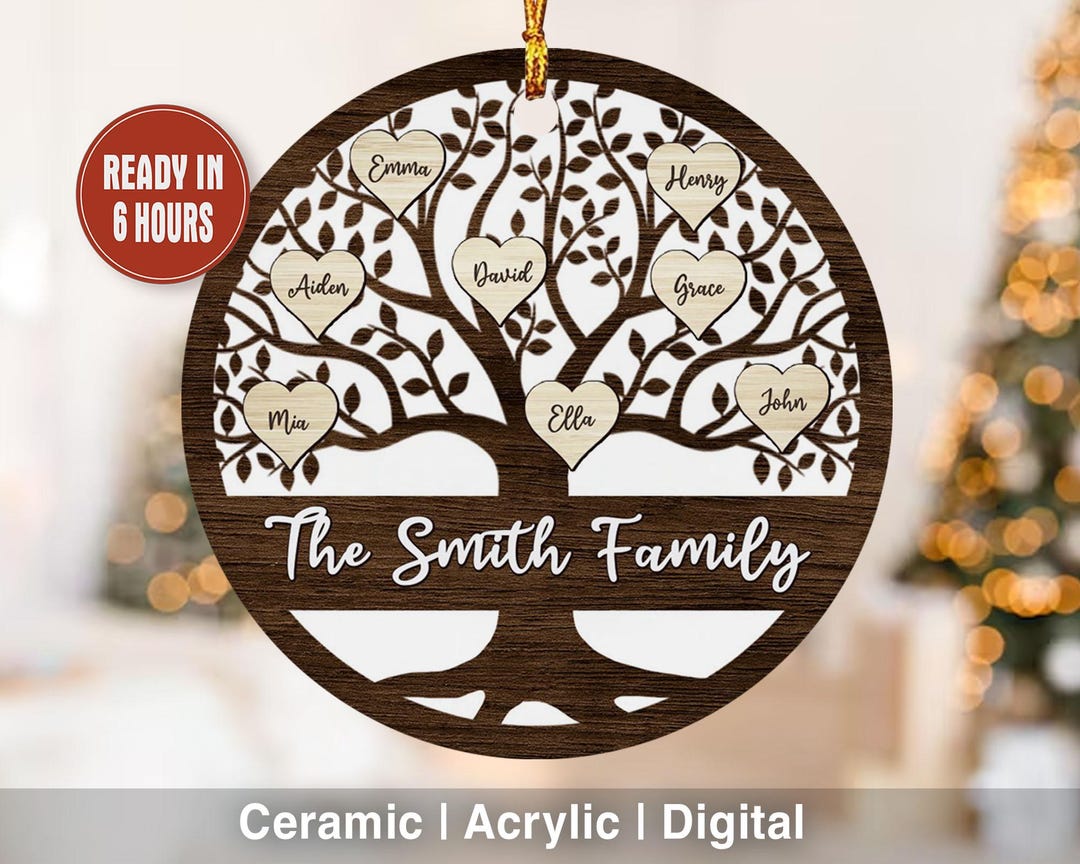 Personalized Family Tree Name Christmas Ornaments, Family Member ...