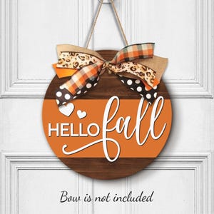 Hello Fall Welcome Door Sign, Fall Round Door Sign Decor, Hello Fall ...