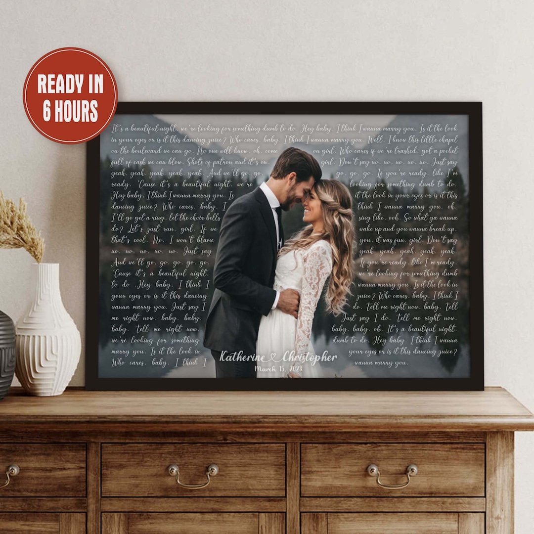 Personalized Wedding Song Lyrics With Photo Custom Sign Framed Wedding ...