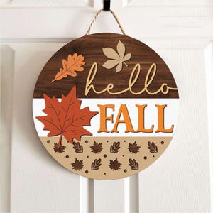 Fall Door Sign, Hello Fall Door Sign, Fall Leaves Sign, Maple Leaves ...