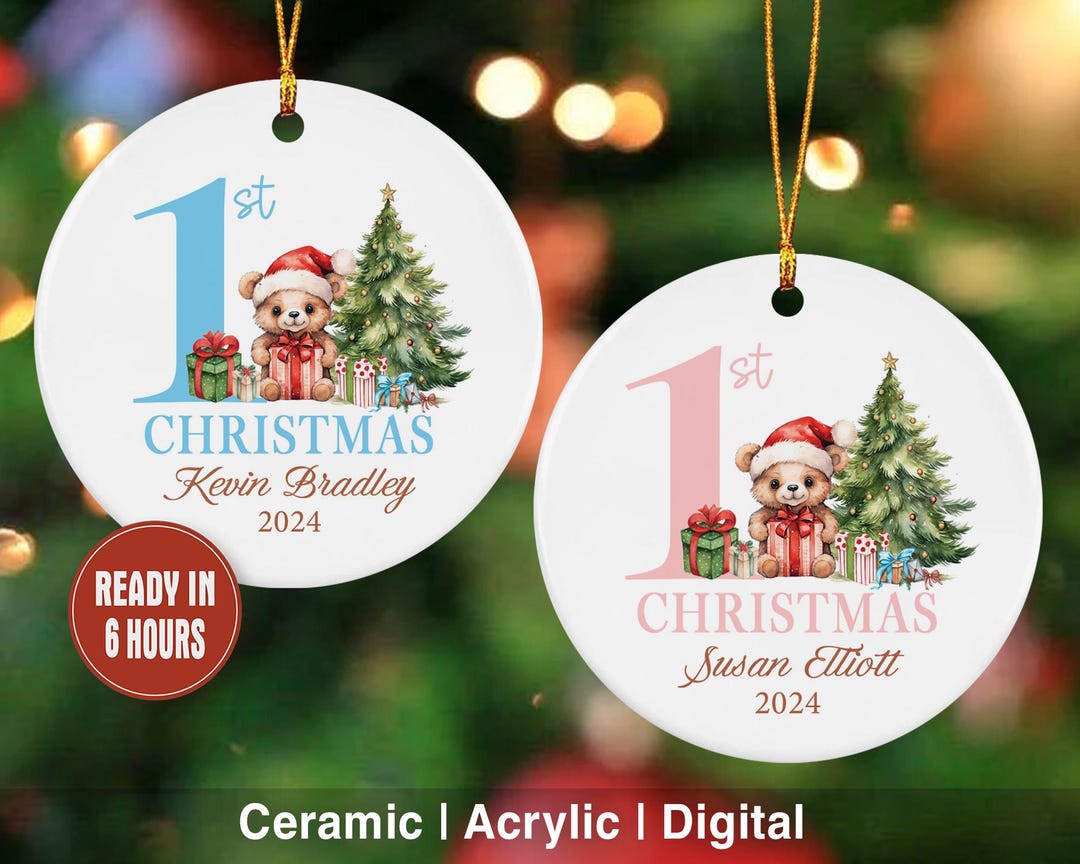 Personalized Baby Bear First Christmas Ornaments, New Baby's 1st ...