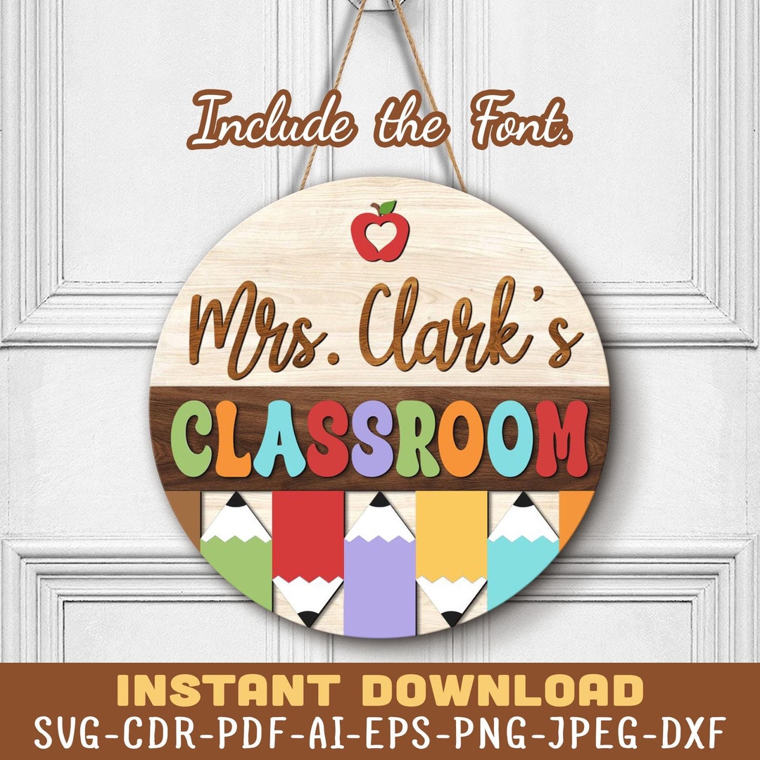 Teacher Name Sign SVG Teacher Classroom Laser SVG Teacher Door Hanger ...