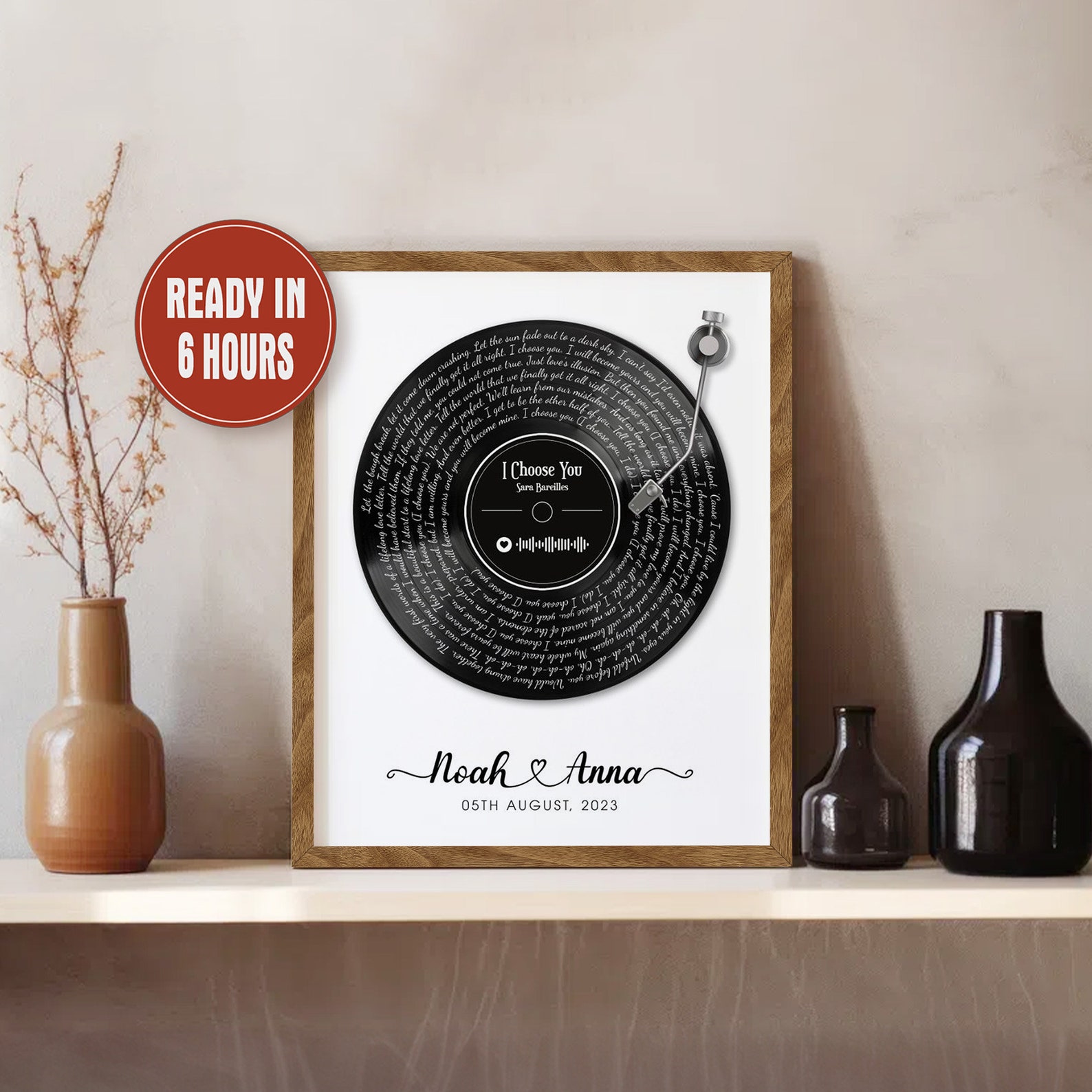 Custom Song Lyrics Vinyl Record Art Prints Personalized Wedding Song ...