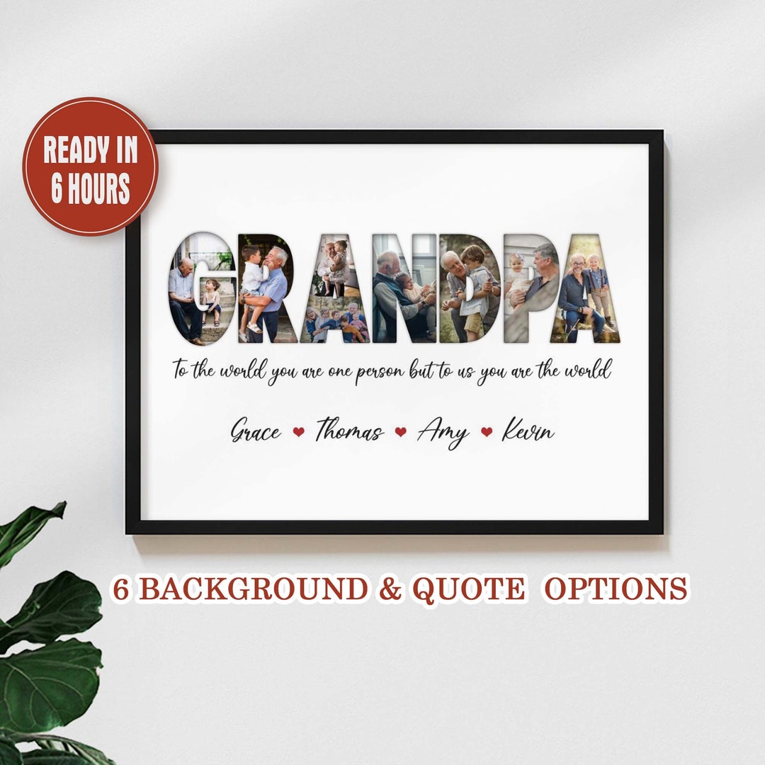 Grandpa Photo Collage Gift for Fathers Day Photo Gift for Grandpa ...