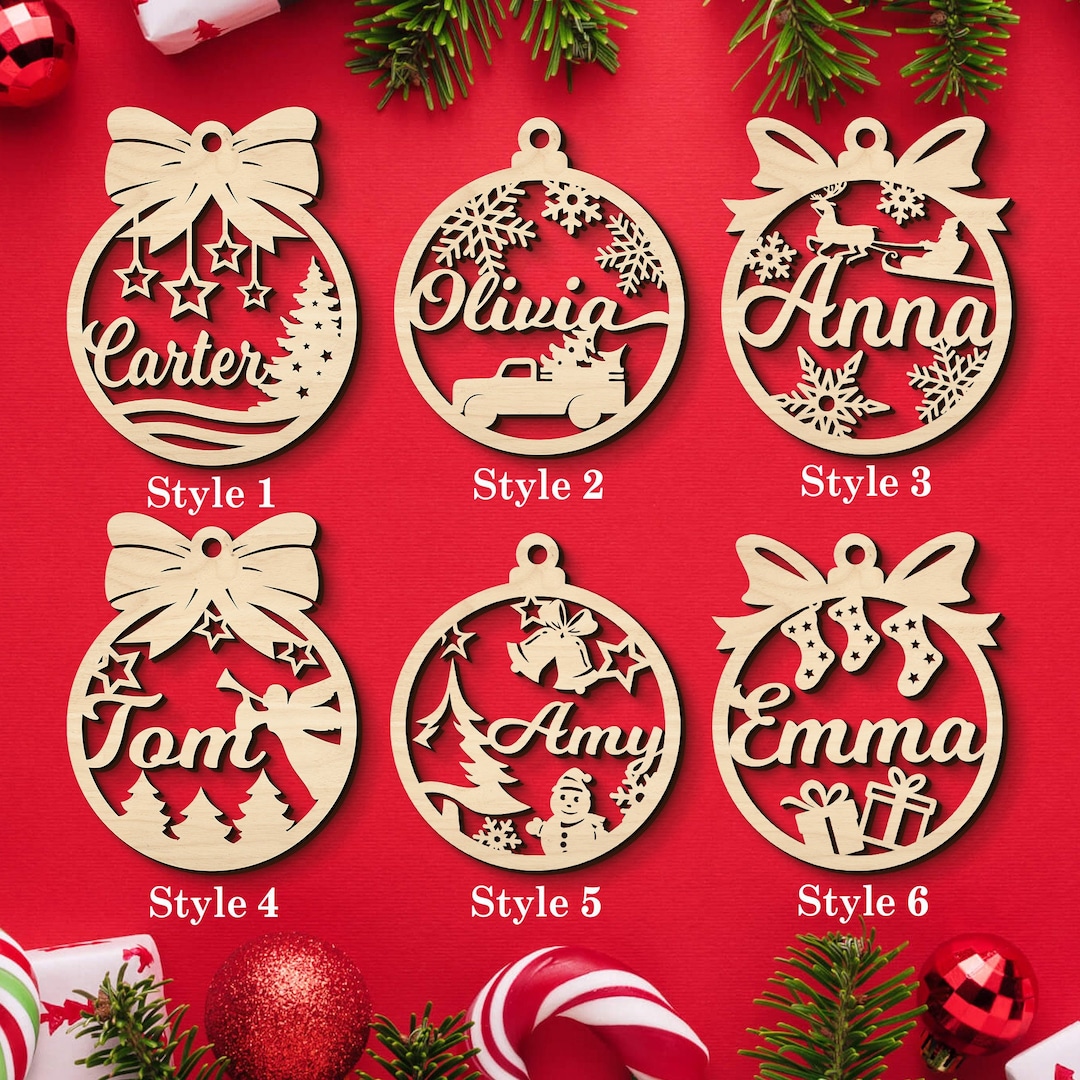 Personalized Name Christmas Ornaments Custom Christmas Baubles Wooden ...