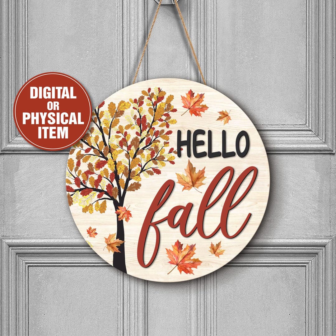 Hello Fall Door Hanger, Hello Fall Door Sign, Hello Fall Sign, Hello ...