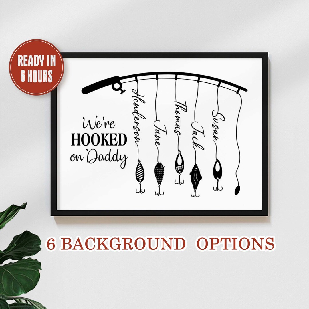 Personalized Father's Day We're Hooked on Daddy Canvas Gift for Father ...